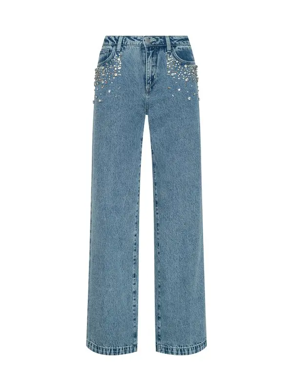 L'Agence Scottie Embellished Wide-leg Jeans - Malibu