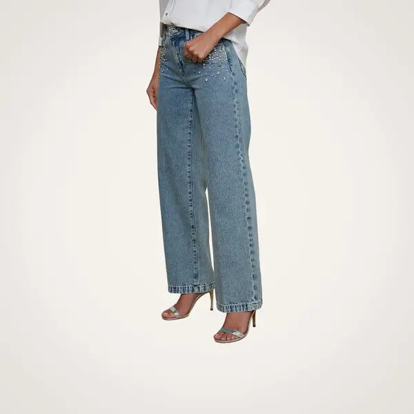 L'AGENCE Scottie Embellished Wide-leg Jeans