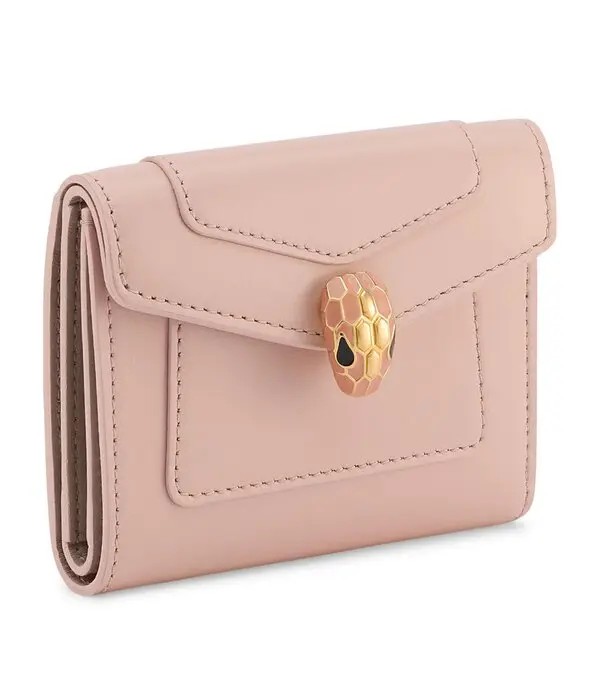 BVLGARI Leather Serpenti Forever Compact Wallet - Pink