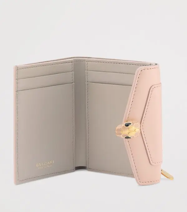 BVLGARI Leather Serpenti Forever Compact Wallet - Pink