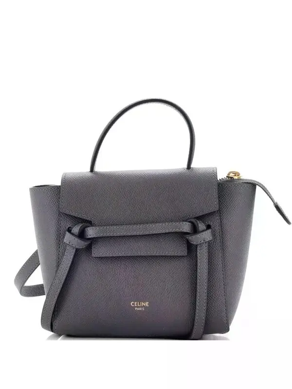 Celine Belt Bag Textured Leather Pico Shoulder Bag - Grey