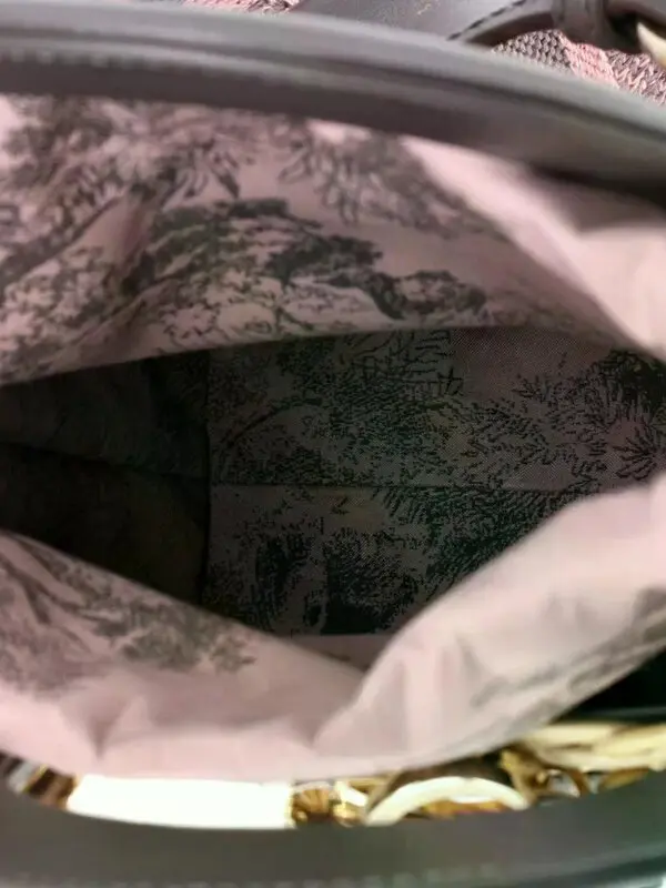 Dior Lady Wicker And Oblique Canvas Mini Tote Bag - Neutrals