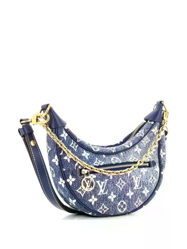 LOUIS VUITTON Loop Handbag Monogram Jacquard Denim Hobo Bag - Blue