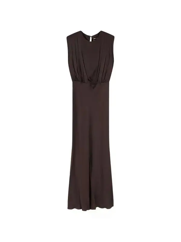 SEMICOUTURE Padded Shoulders Dress - Brown