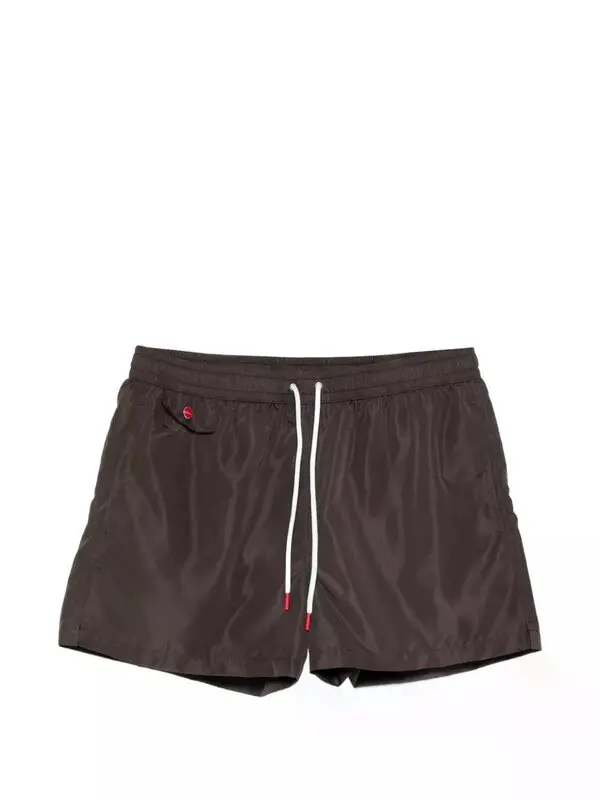Kiton Drawstring Flap-pocket Swim Shorts - Brown