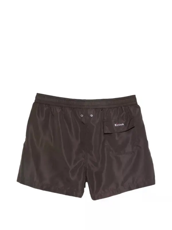 Kiton Drawstring Flap-pocket Swim Shorts - Brown