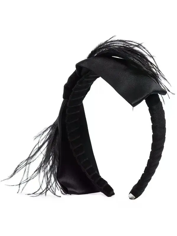 GIGI BURRIS MILLINERY Bernadette Feather Bow Headband - Black