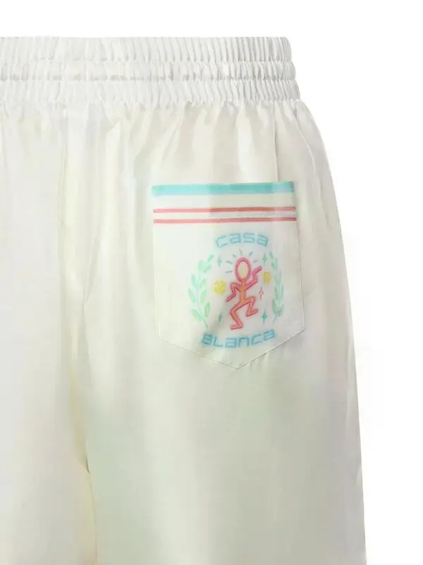 Casablanca Silk Drawstring Shorts - White