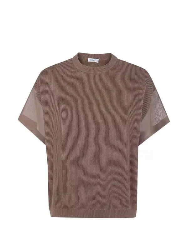 Brunello Cucinelli Ribbed Knit Sheer Sweater