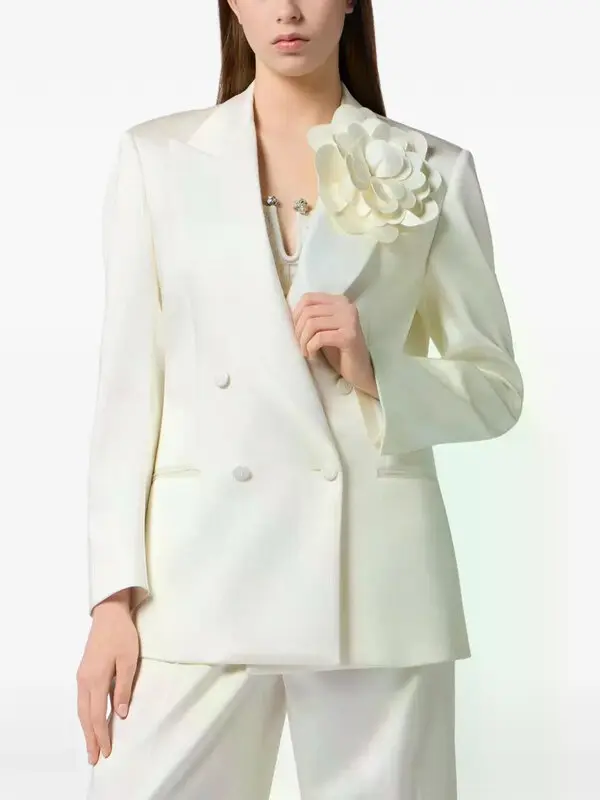 Philipp Plein Flower-embellished Double-breasted Blazer - Neutrals