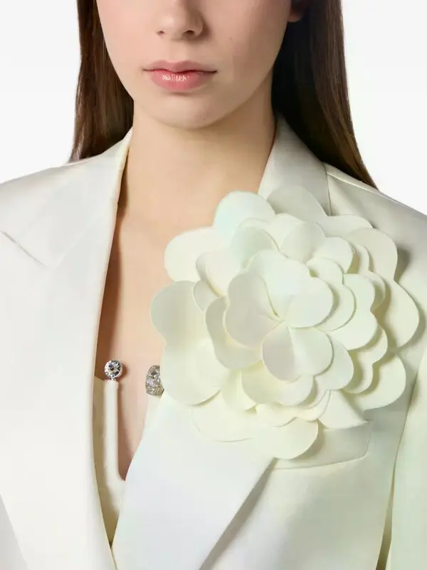 Philipp Plein Flower-embellished Double-breasted Blazer - Neutrals