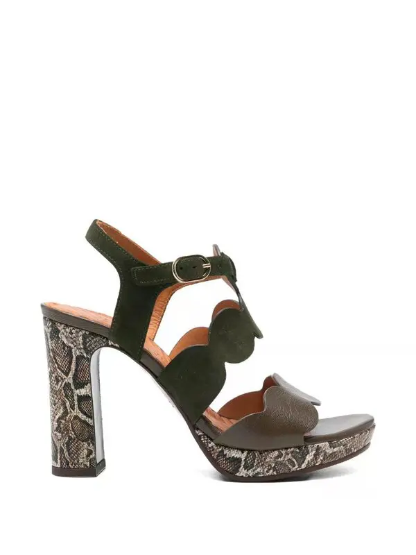 Chie Mihara Caliga Scalloped Sandals - Green