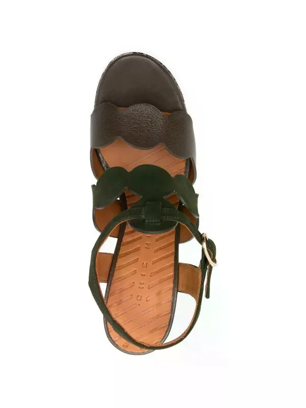 Chie Mihara Caliga Scalloped Sandals - Green