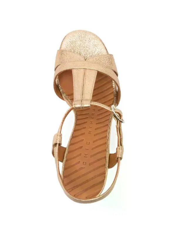 Chie Mihara Bafrica T-strap Leather Sandals - Gold