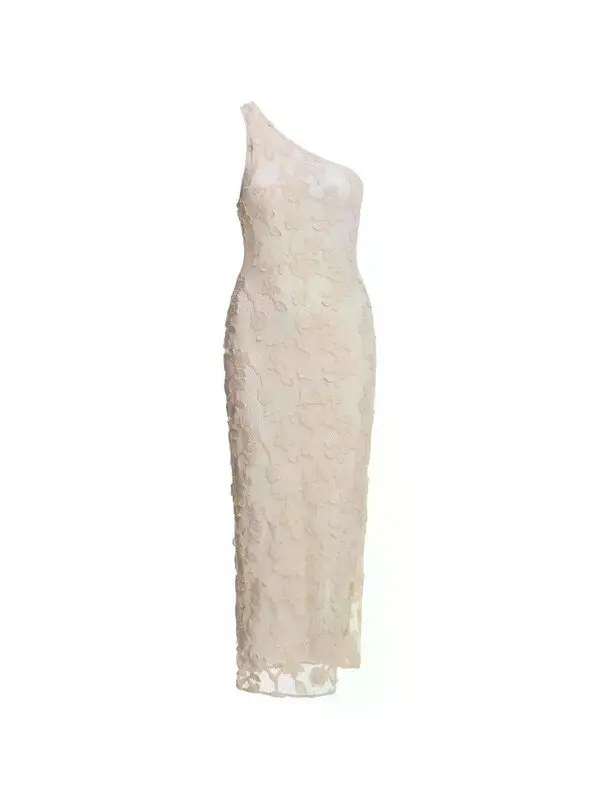 Agua Bendita One-shoulder Embroidered Dress