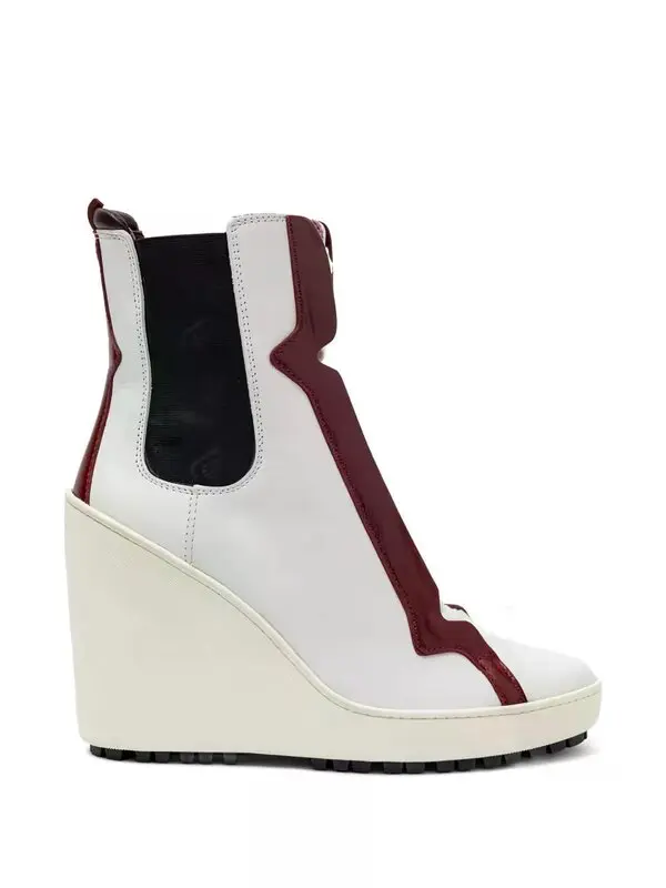 Hogan Lace-up Wedge Boots - White