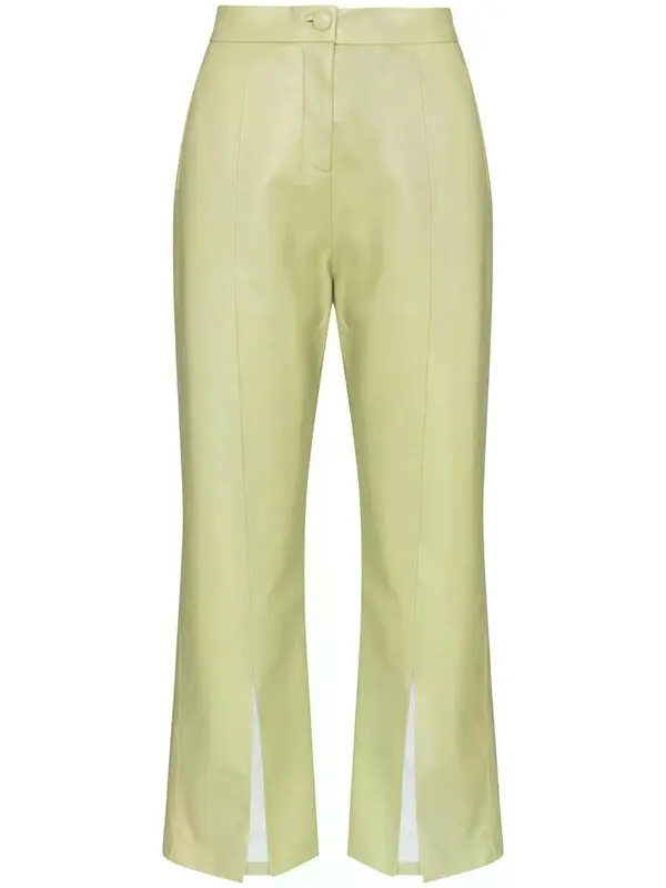 Matériel Cropped Faux Leather Flared Trousers