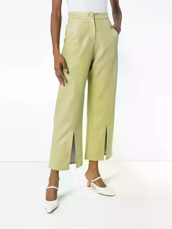 Matériel Cropped Faux Leather Flared Trousers