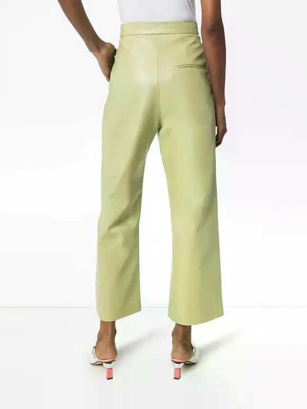Matériel Cropped Faux Leather Flared Trousers