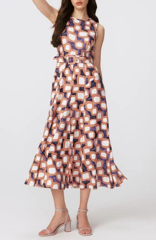 Diane Von Furstenberg Elliott Abstract Print Sleeveless Midi Dress - Deco Geo Med