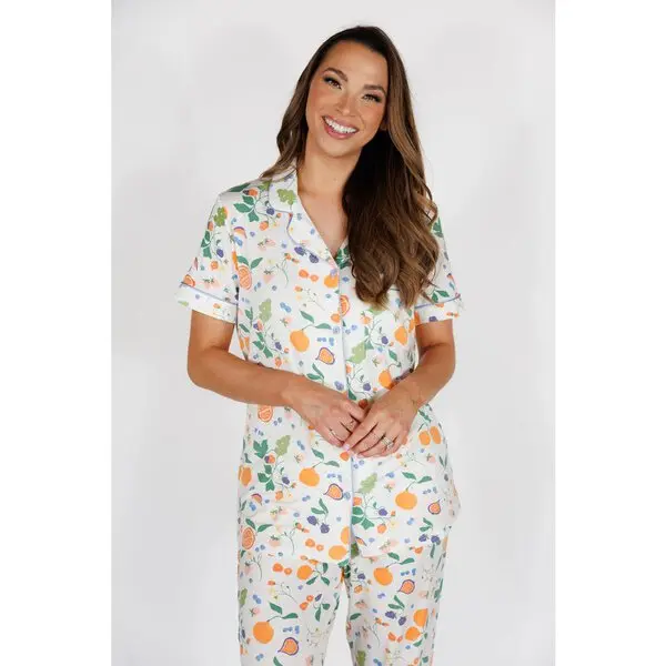IN MY SUNDAYS Short Sleeve & Cropped Pant Pajama Set - Summer Spritz