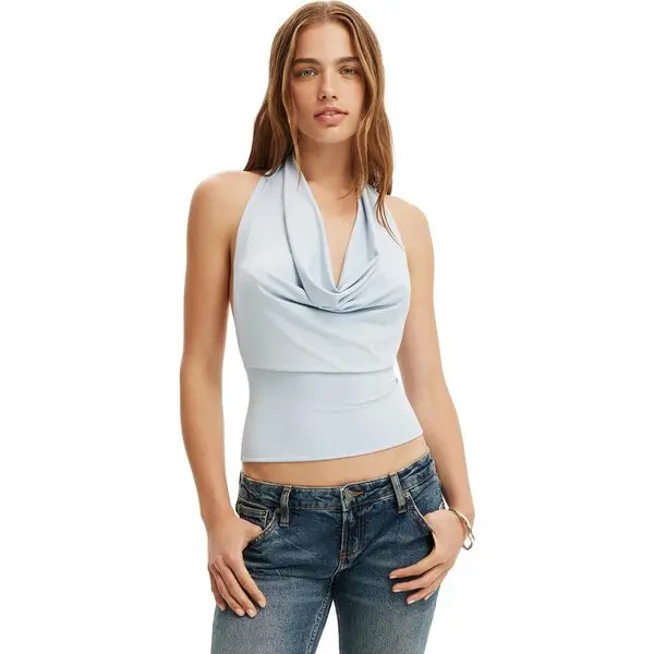 COTTON ON Lou Cowl Halter - Iced Marine