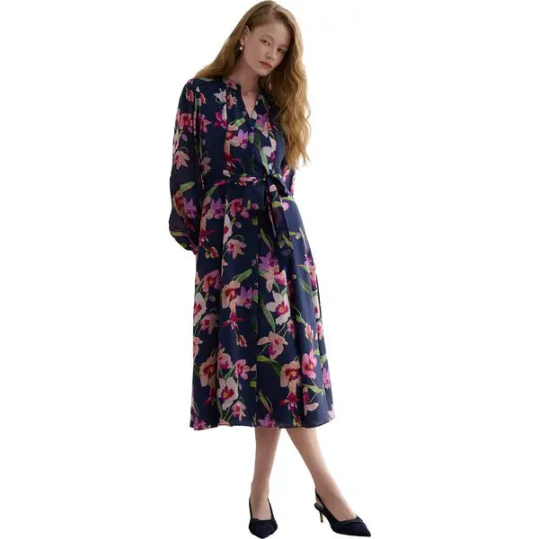 HOBBS LONDON Pippa Floral Midi Wrap Dress - Midnight Multi