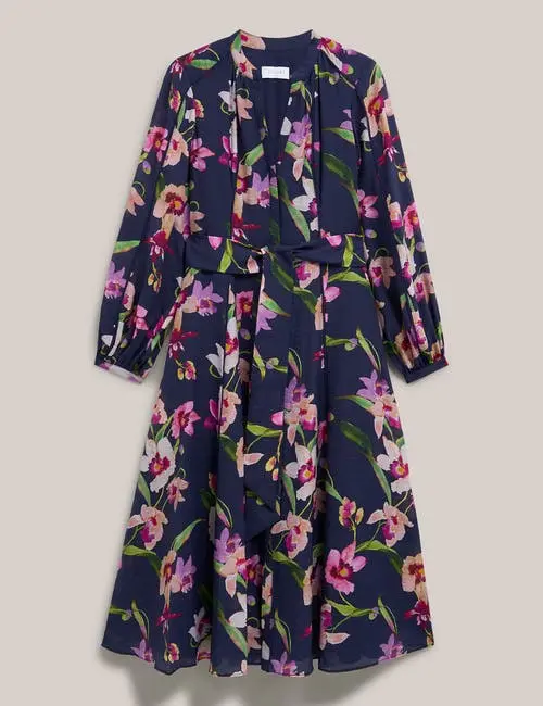 HOBBS LONDON Pippa Floral Midi Wrap Dress