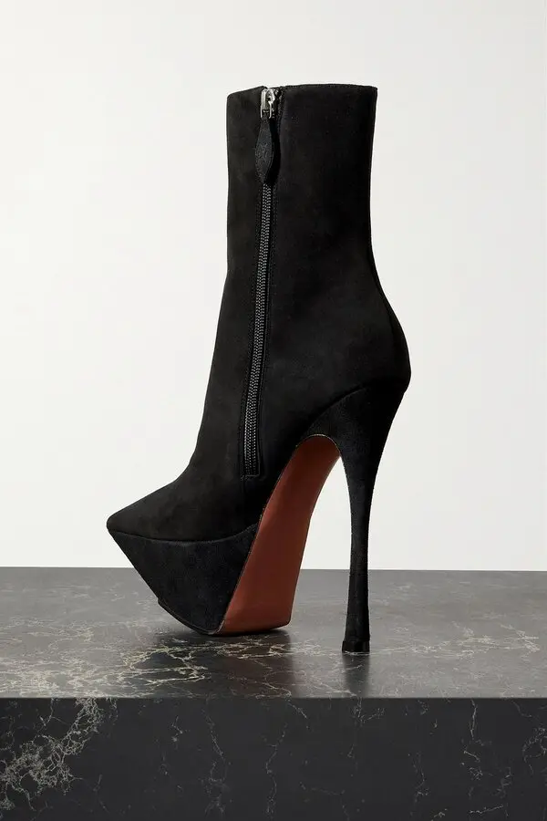 Amina Muaddi Yigit Suede Platform Ankle Boots