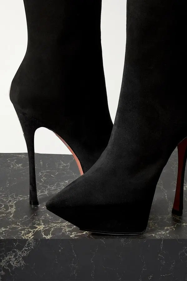 Amina Muaddi Yigit Suede Platform Ankle Boots