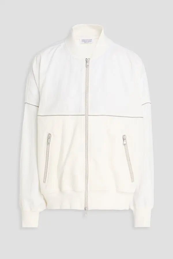 Brunello Cucinelli Poplinpaneled French Cottonterry Jacket - White