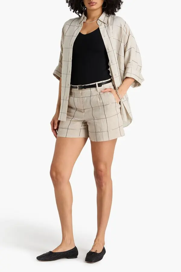 Brunello Cucinelli Checked Sequinembellished Linen Shorts