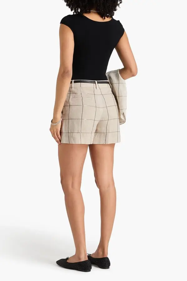 Brunello Cucinelli Checked Sequinembellished Linen Shorts