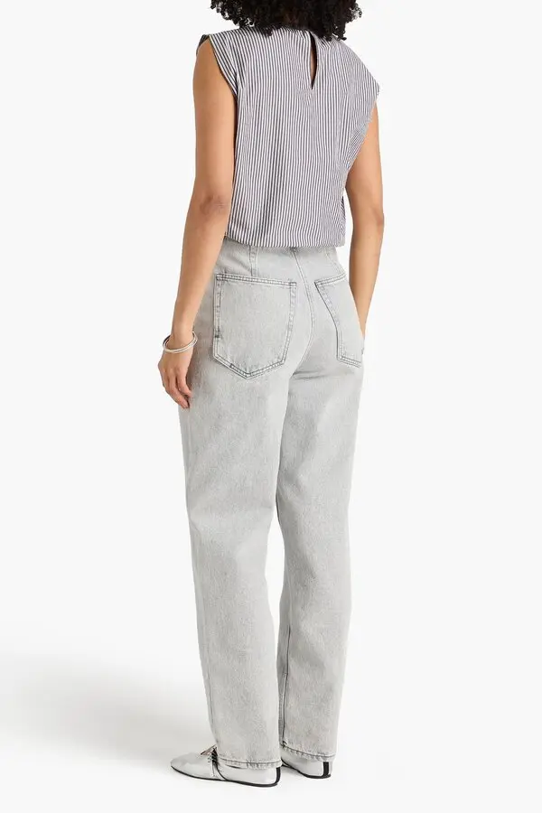 Brunello Cucinelli Striped Cotton-poplin Top With Bead Embellishment