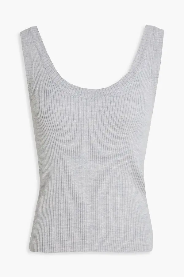 Brunello Cucinelli Ribbed Wool And Cashmereblend Tank - Light Gray