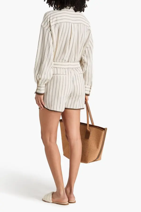 Brunello Cucinelli Beadembellished Striped Twill Shorts