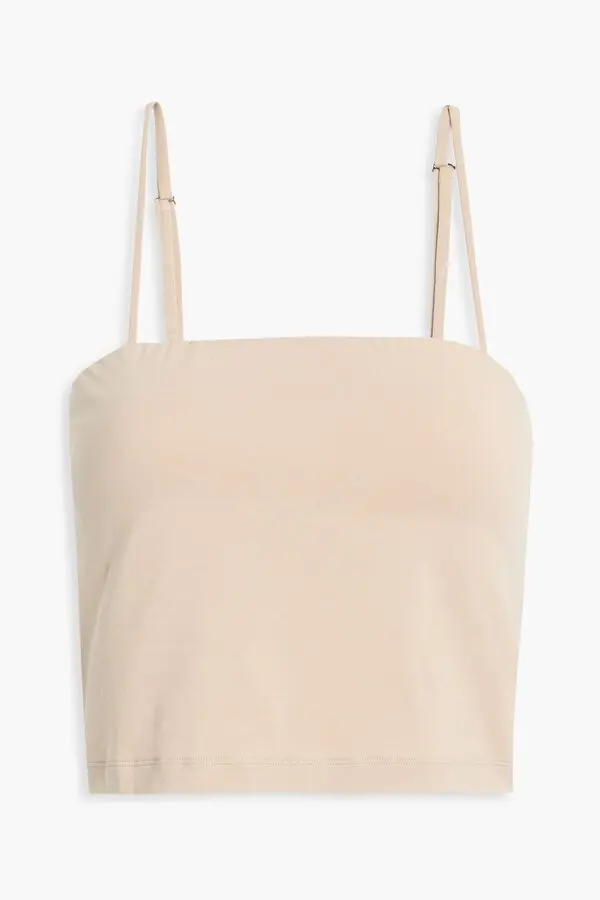 Brunello Cucinelli Cropped Cotton-blend Jersey Bustier Top - Beige