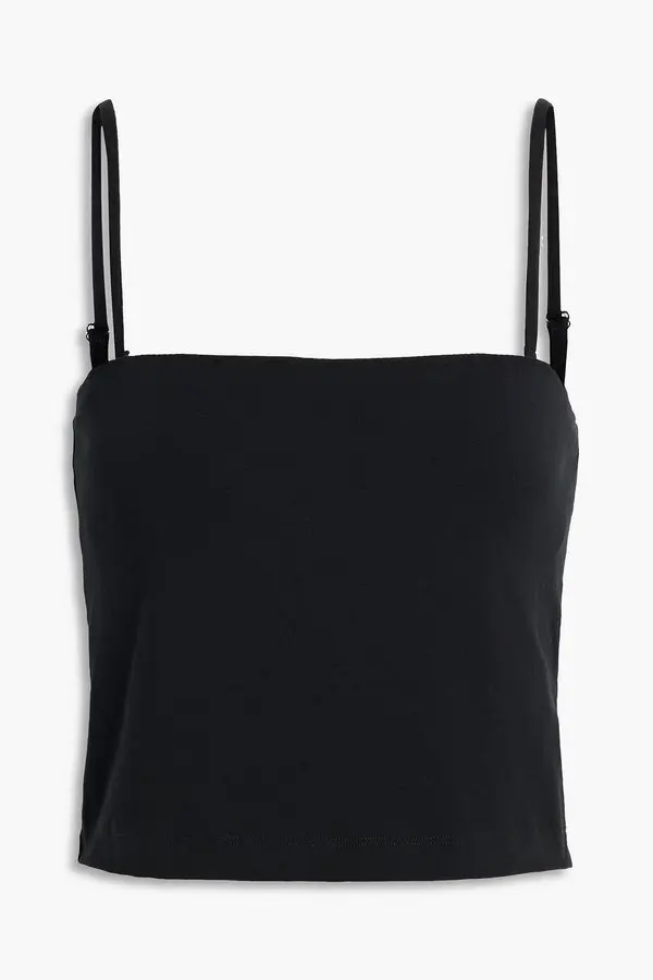 Brunello Cucinelli Cropped Cotton-blend Jersey Bustier Top - Black