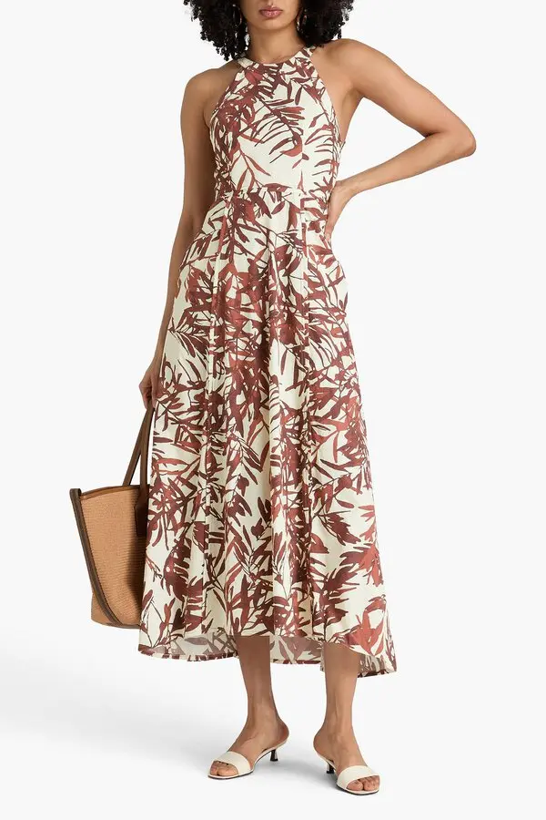 Brunello Cucinelli Printed Cotton-poplin Maxi Dress