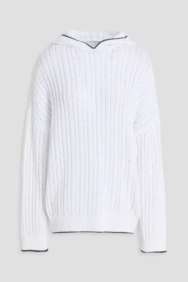 Brunello Cucinelli Openknit Cotton Hoodie