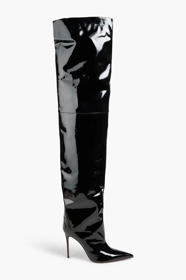 Amina Muaddi Debora Patent-leather Thigh Boots