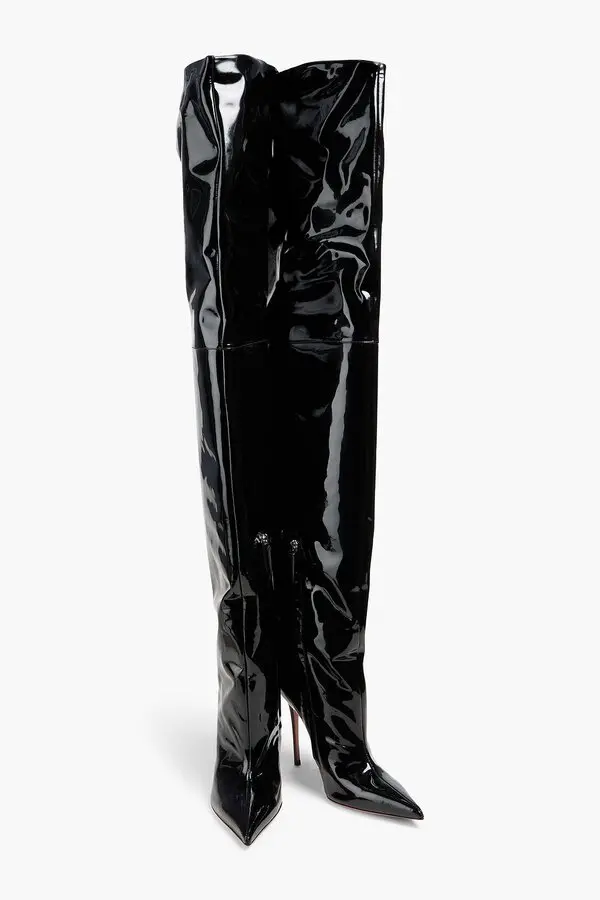 Amina Muaddi Debora Patent-leather Thigh Boots