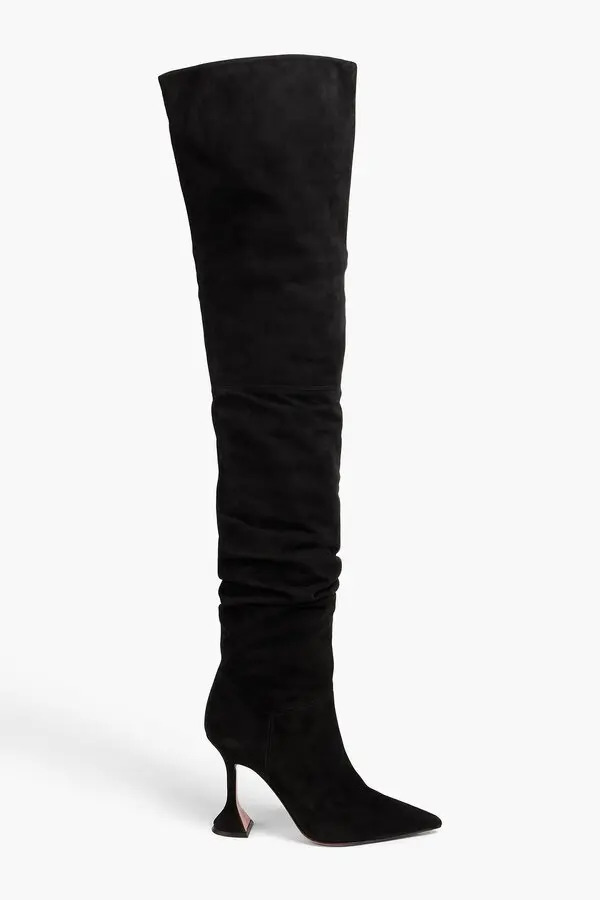 Amina Muaddi Olivia Suede Thigh Boots