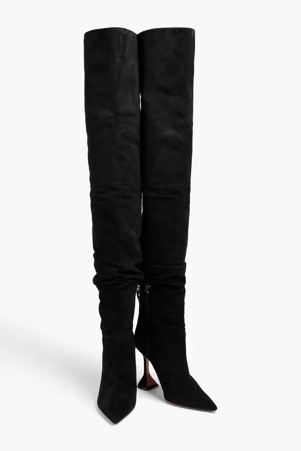 Amina Muaddi Olivia Suede Thigh Boots