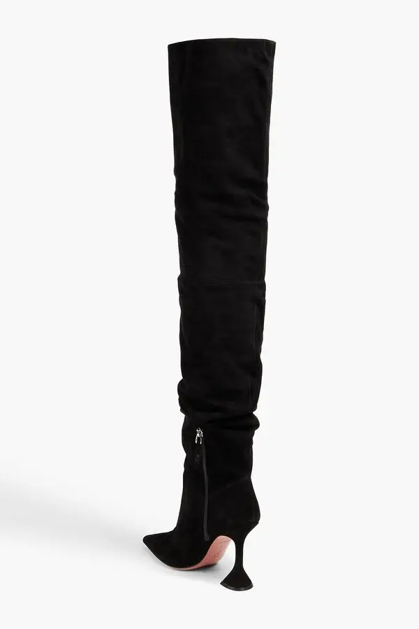 Amina Muaddi Olivia Suede Thigh Boots