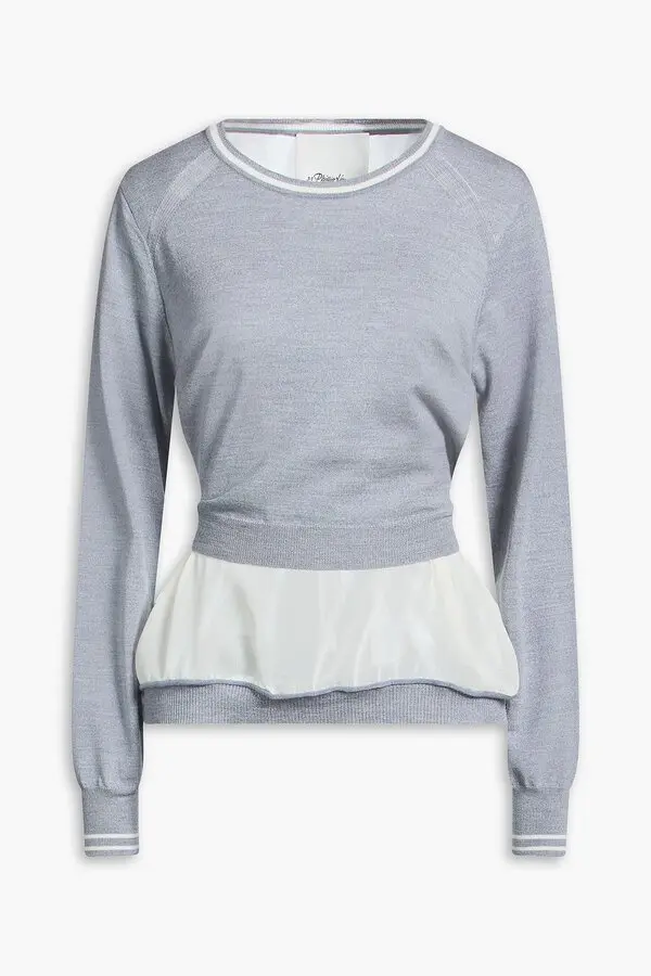3.1 Phillip Lim Chiffonpaneled Wool Top - Gray