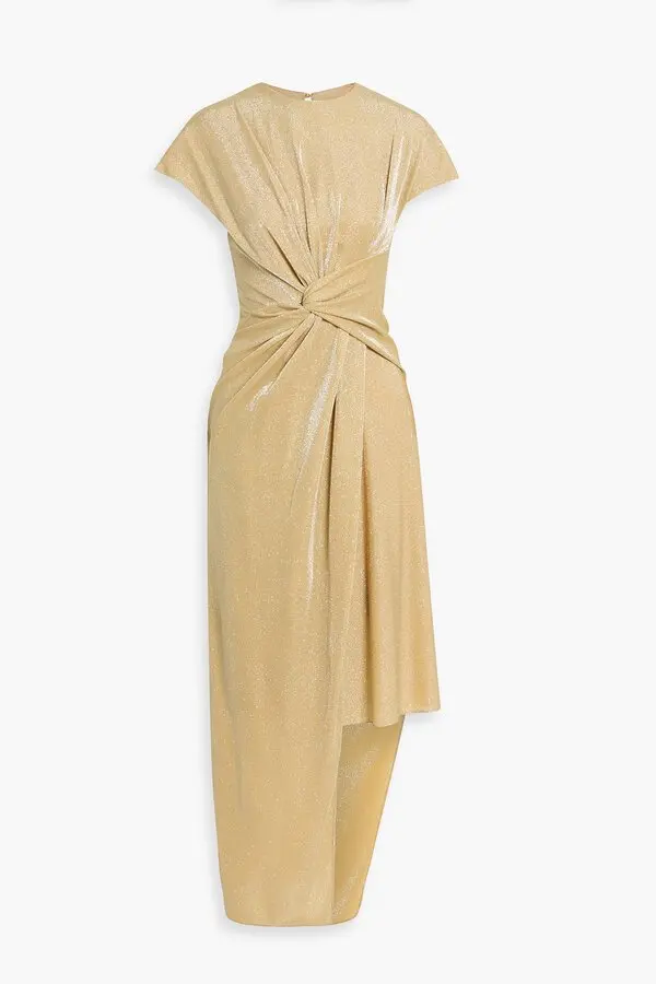 LANVIN Twisted Metallic Stretchknit Maxi Dress - Gold