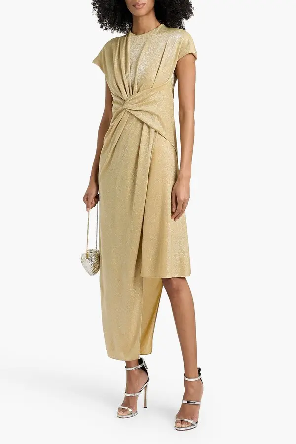 LANVIN Twisted Metallic Stretchknit Maxi Dress
