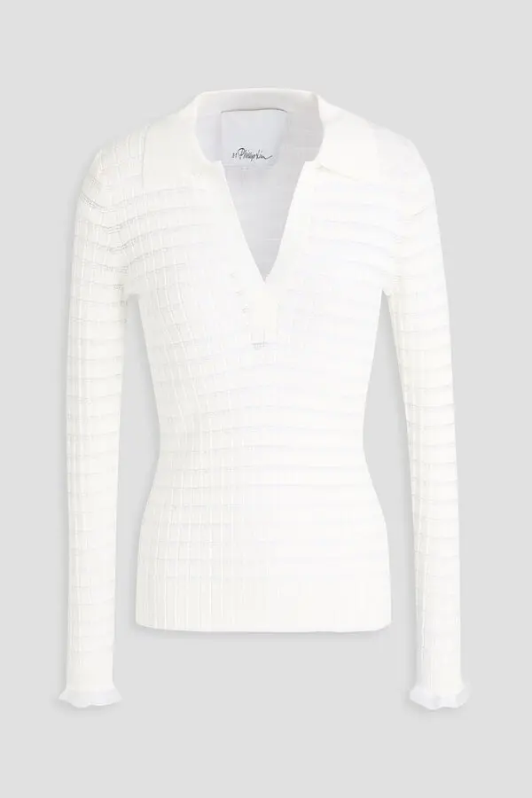 3.1 Phillip Lim Ribbedknit Polo Sweater - Ivory