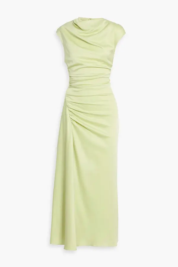 Simkhai Burke Draped Satin Maxi Dress - Chartreuse